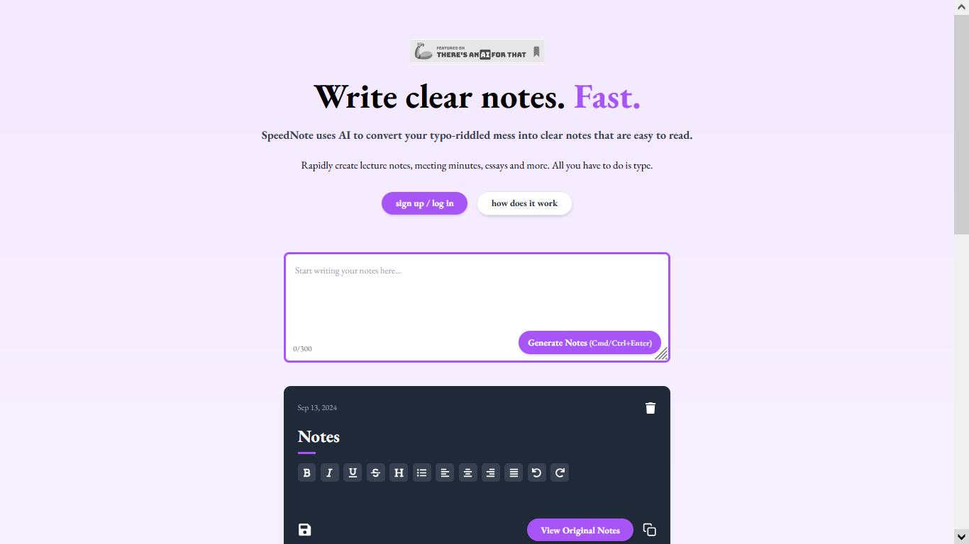 SpeedNote AI – Каталог нейросетей NeuroList.Ru